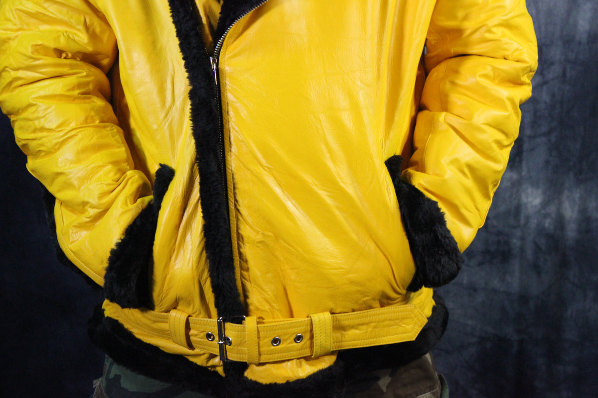 Yellow Leather and Fur Jacket by Otter and The Fox – Wolfstryker Leather