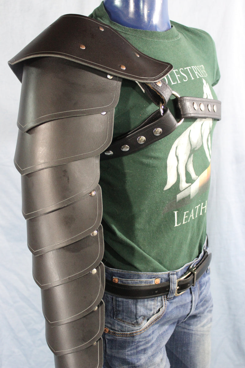 Scale Arm Armor with Gladiator Harness – Wolfstryker Leather