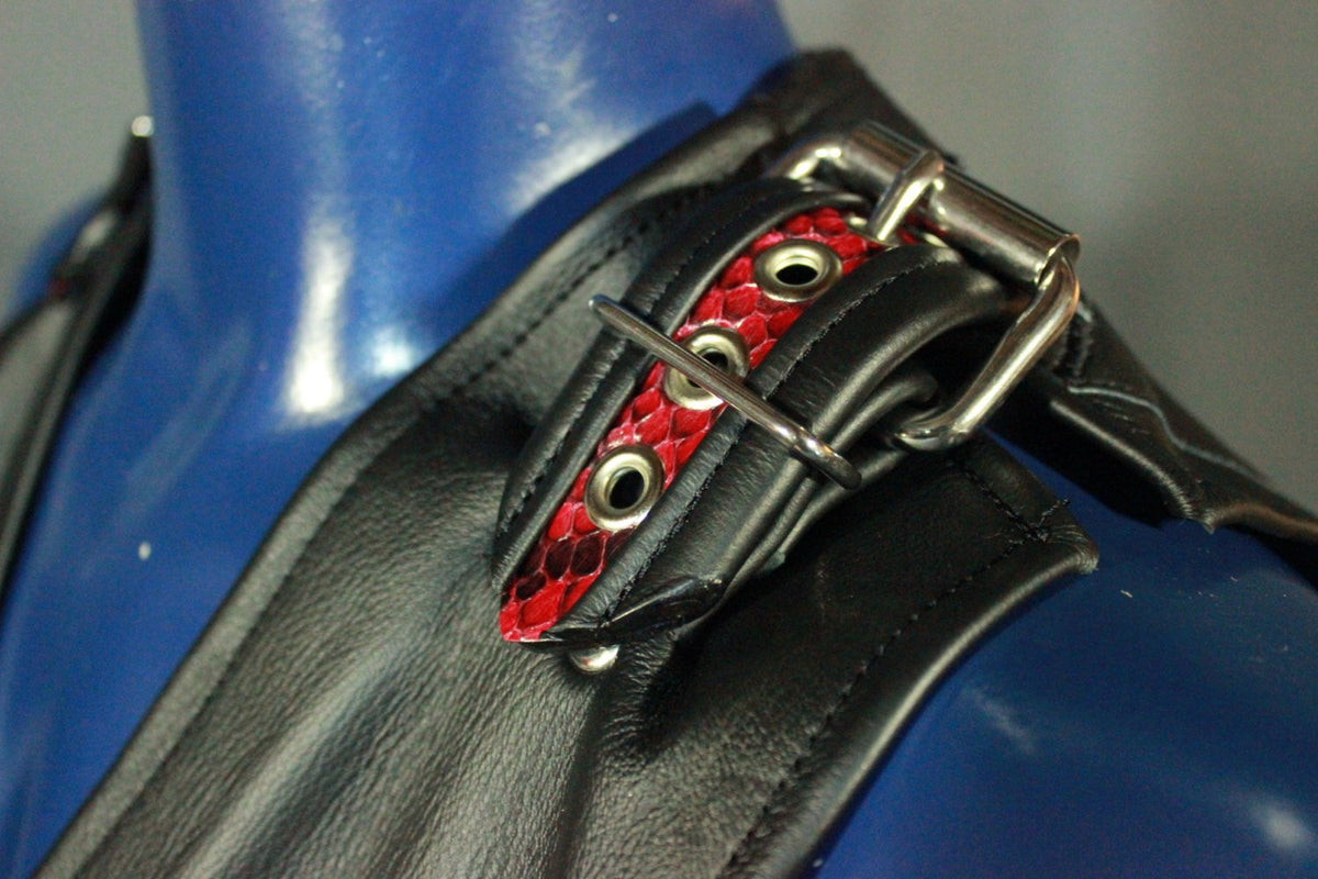 Amazing Black and Red Snakeskin Vest – Wolfstryker Leather