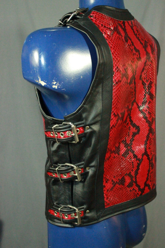 Amazing Black and Red Snakeskin Vest – Wolfstryker Leather