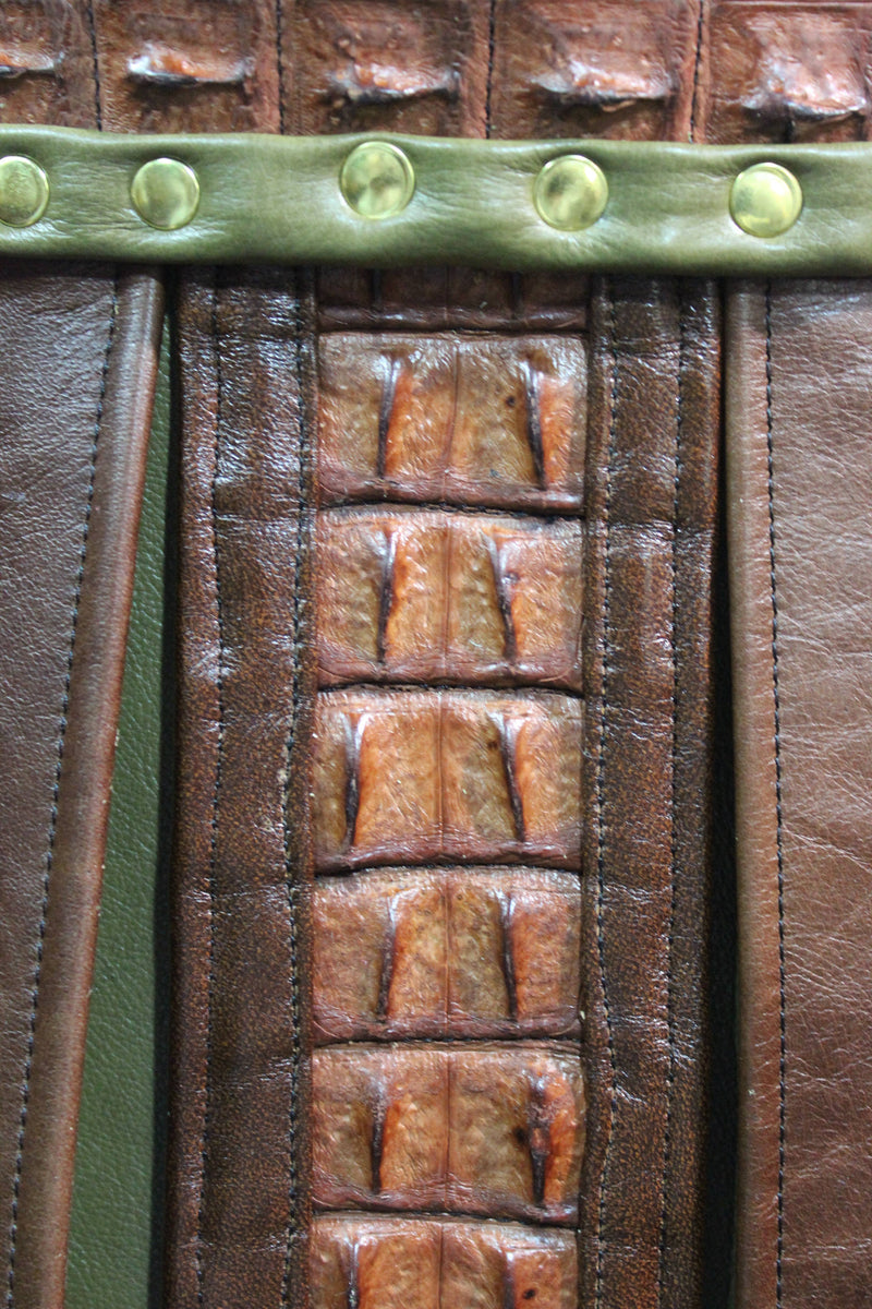 Amazing Cognac Frond Style Kilt with Croc Highlights – Wolfstryker Leather